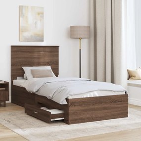Rám postele Hnědý dub a stříbrná 75 x 190 cm Kompozitní dřevo 3409718