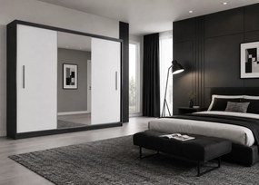 Šatní skříň s posuvnými dveřmi 232 cm se zrcadlem bílá matná  MES PRIMO SZP4/2/1B/2W1L/0/AL