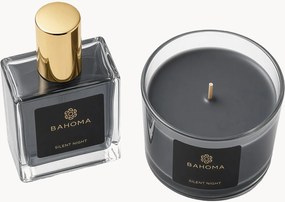 Sada interiérového spreje a vonné svíčky Silent Night, 2 díly (mandarinka, muškátový oříšek, bobkový list)