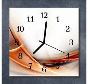 Nástěnné hodiny obrazové na skle - Abstrakt oranžovohnědý