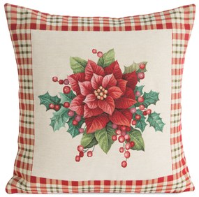VÁNOČNÍ GOBELÍNOVÁ DEKORAČNÍ POVLAK NA POLŠTÁŘ MERRY 45X45 CM VZOROVANÁ