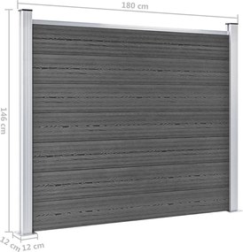 vidaXL Zahradní plot WPC 699 x 146 cm černý