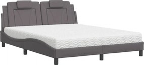 Postel Viana s matrací šedá 160 x 200 cm umělá kůže 3208806