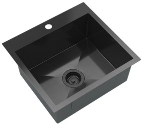 Gamma Gamma, 1-komorový ocelový dřez 480x450x210 mm, černá, GMA-S4845-BK