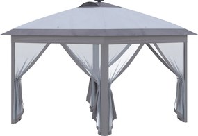 Outsunny Zahradní Altán 3,3 x 3,3 m Skladací Altán s LED, USB Nabíjecím Portem a Síťovanými Bočními Stěnami, Zahradní Altán s Ochranným Pokrytím a Taš