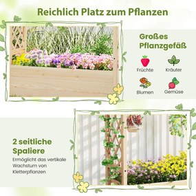 Costway Vyvýšený záhon s mříží a závěsnou střechou Truhlík – 115 × 40 × 103 cm