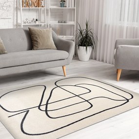 Dywany Łuszczów, Kusový koberec Fusion 8297 cream/dark grey, 80x150, bílá, kancelář