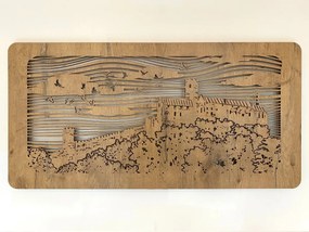 Li-Go "Bezděz" světelný obraz s baterií 100x50cm varianta: ovládání na obraze včetně dálkového ovladače, provedení: dub světlý