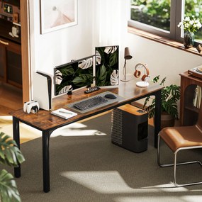HOMCOM Stůl, počítačový stůl, rustikální design, spousta místa, dřevotříska, hnědá