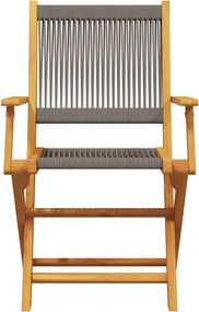 3dílný bistro set šedý polypropylen a masivní dřevo 3281794