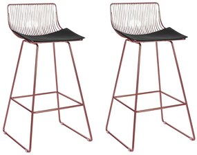 Sada 2 kovových barových židlí růžově zlaté FREDONIA Beliani