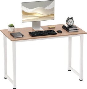 HOMCOM Moderní pracovní stůl se železnou konstrukcí a nastavitelnými nohami 120x60x76 cm Bílý a přírodní | Aosom
