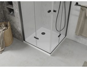 Mexen Lima Duo skládací sprchový kout 100 x 100 cm, Průhledné, Černá + sprchová vanička Flat - 856-100-100-70-02-4010B