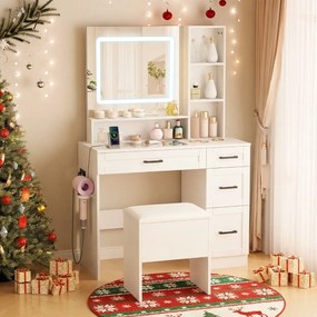 Costway Toaletní stolek se zrcadlem a osvětlením set make-up s objímkami