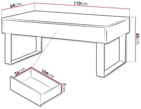 Konferenční stolek CHEMUNG 1 - bílý / lesklý bílý
