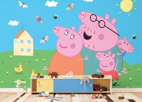 Dětská fototapeta na míru Prasátko Peppa s Rodinou | Vliesová fototapeta na zed' | DFT5P352201