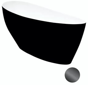Besco Volně stojící vana z litého mramoru Keya BW 165x70 Barva: Bílá/černá, Rozměry (cm): 163,5x70,5, Typ a barva výpustě: Click-Clack s horním čištěním, bílá