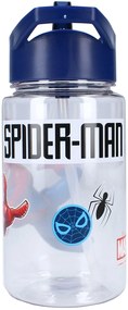 Plastová láhev na pití Spiderman s brčkem a ouškem - 450 ml