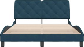 Rám postele bez matrace modrý 140 x 190 cm samet 3207921