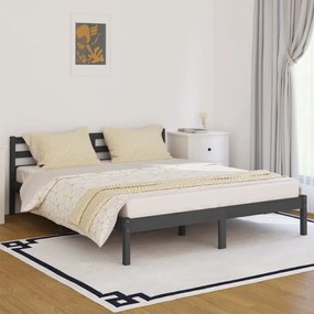 Rám postele masivní borové dřevo 160 x 200 cm šedý - Default Title