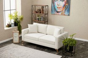 Hanah Home Dvoumístná pohovka BERLIN krémová se zlatou 180 cm 825BLC2791