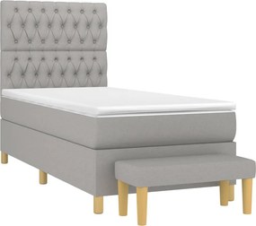 Box spring postel s matrací světle šedý 100 x 200 cm textil 3137373