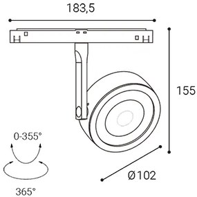 LED2 6252933D Maxo, černý reflektor pro Mag track 48V, 20W 3000K DALI, prům. 10,2cm