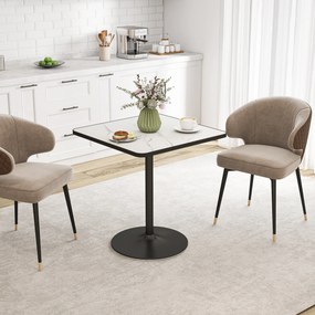 HOMCOM Jídelní stůl pro 4 osoby v moderním stylu s bílým mramorovým efektem a kulatým podstavcem, 70 x 70 cm, bílý
