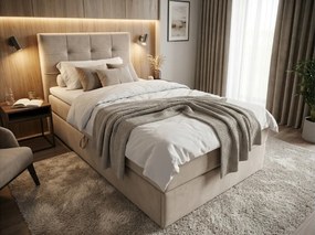 Čalouněná postel boxspring DIRELIS TRINITY 90x200 cm béžová Matrace: Matrace Bonell pružinová