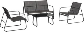 Antracitový ocelový zahradní lounge set pro 4 Gonzalo – Bizzotto