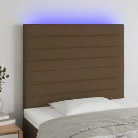 Čelo postele s LED tmavě hnědé 100x5x118/128 cm textil 3122557