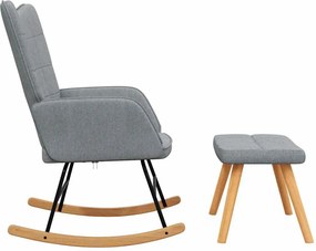 Houpací křeslo se stoličkou světle šedé textil 328018
