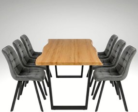 Vikio Jídelní set pro 6 osob 180x90 cm dub noha U šedá židle VJS158-6S-S