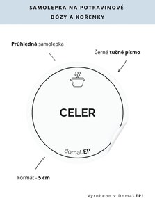 Samolepka na kořenky CELER průhledná 5 cm tučné písmo