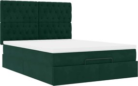 Osmanský rám postele s matracemi tmavě zelená 140x190cm samet 3313544