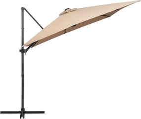 vidaXL Marketos Boční zahradní slunečník s LED ocelová tyč 250 x 250 cm taupe