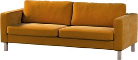 Potah na pohovku IKEA Karlstad 3-místná, nerozkládací, krátký barva žlutá látka lesklé, sametová
