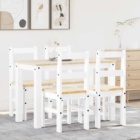 Jídelní set ze 5 kusů PANAMA Bílé masivní dřevo borovice 3345172