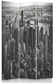 Ozdobný paraván, Manhattan v černé a bílé - 110x170 cm, třídílný, obustranný paraván 360°