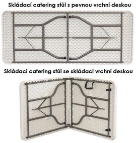 Skládací catering stůl 183x76cm (Vysoce kvalitní multifunkční stůl s plastovou deskou a skládacími ocelovými nohami)