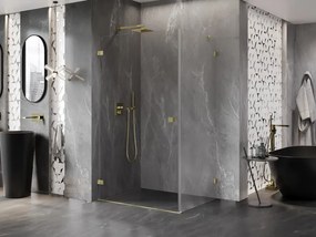 Mexen Lunar-B, výklopný sprchový kout levý 85 x 80 cm, 8mm čiré sklo, zlatý kartáčovaný - 832-085-080-55-00-L