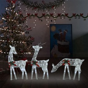 vidaXL Vánoční sobí rodinka 270 x 7 x 90 cm studená síťovina [328503] Barva: Bílá