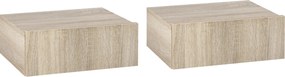 HOMCOM Sada 2 Floating Nočních Stolků s 1 Šuplíkem, Nástěnný Design Moderní Styl pro Ložnici 40x30x15 cm Přírodní