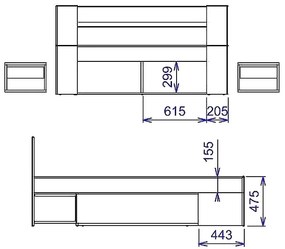 Ložnice MILO II (postel 140, skříň)