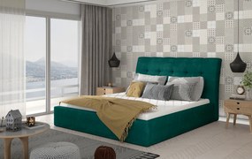 Eltap Čalouněná postel Inge s úložným prostorem Materiál a barva potahu: Kronos 19 - tmavě zelená, Rozměry (cm): 140x200
