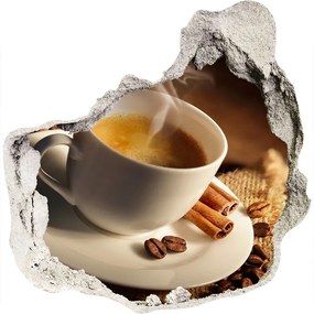 Wallmuralia Nálepka 3D díra Káva v šálku 75x75 cm