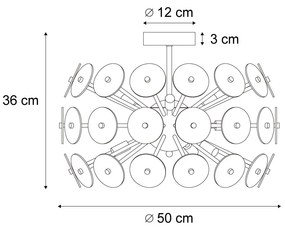 Art Deco stropní svítidlo černé s kouřovým sklem - Atomic