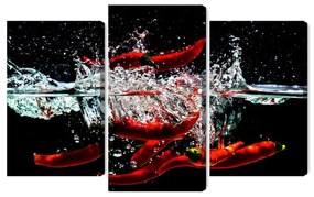Vícedílný obraz Chilli Ve Vodě Nedostatek Nedostatek Přírodní plátno 90x60