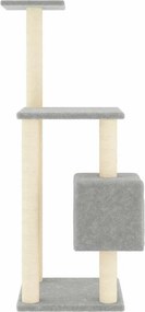 Škrabadlo pro kočky se sisalovými sloupky světle šedé 104 cm 171470