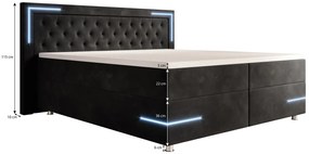 K&M postele Boxspring postel CARLOTTA bez úložného prostoru s LED Velikost postele: 160 × 200 cm, Výběr matrace: Oboustranná pružinová matrace - stře…